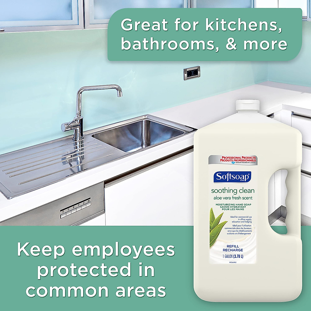 Softsoap Liquid Hand Soap Refill, Soothing Clean, Aloe Vera Fresh Scent - 1 gallon, Pack of 4