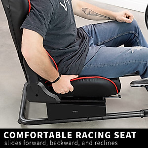 VIVO Racing Simulator Cockpit with TV Mount, Wheel Stand, Gear Mount, Chair and Frame Only, Fits Logitech, Thrustmaster, Fanatec, Compatible with Xbox One, PlayStation, VESA 400x400, STAND-KIT-RACE1B