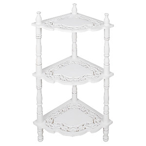 Corner Book Shelf, Corner Table, Corner Shelf Stand, Bathroom Corner Shelf, Corner Shelves for Small Space, Standing Shelf Units Home Office - (L 14.5X W 14.5X H 40 - Antique White)