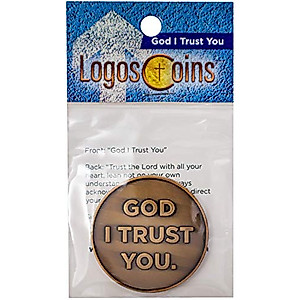 God I Trust You Christian Challenge Coin, Trust in The Lord with All Your Heart, Pocket Token of Trust and Serenity, Antique Gold Plated Proverbs 3:5-6 Gift