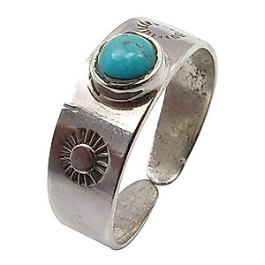 SilverStarJewel Cabochon Turquoise December Birthstone Toe Ring Solid Silver Best New Year's Day Jewelry Deals
