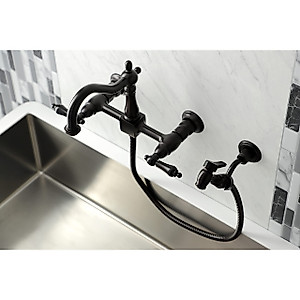 Kingston Brass KS1265ALBS Heritage Bridge Kitchen Faucet, Oil Rubbed Bronze