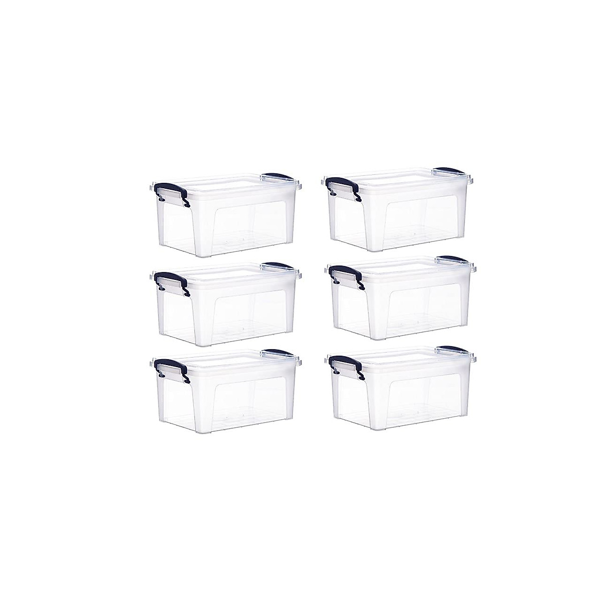 Superio Clear Storage Bins with Lids, Stackable Storage Box with Latches and Handles, Extra Small, 6 Pack 3 Quart