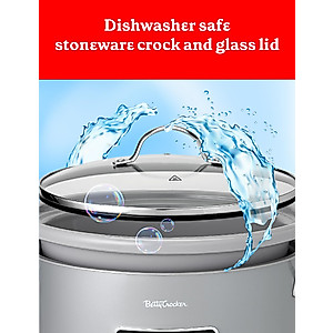 Betty Crocker 6-Quart Oval Digital Slow Cooker, Programmable Crock Pot Up to 20 Hours, Electric Cooking Pot with LCD Digital Display, Removable Stoneware Crock Liner, Betty Crocker Cookbook,Silver