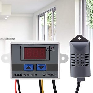 Digital Humidity Controller，XH-W3005 Hygrometer Switch Controller Digital Humidity Sensor 0~99% RH 12V/24V/220V(12V)