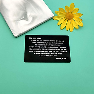 Nephew Gifts From Auntie Aunt Engraved Wallet Card Inserts Inspirational Gifts Card To My Nephew Gift Encouragement Metal Wallet Inserts Card Motivational Gift Christmas Graduation Birthday Gift