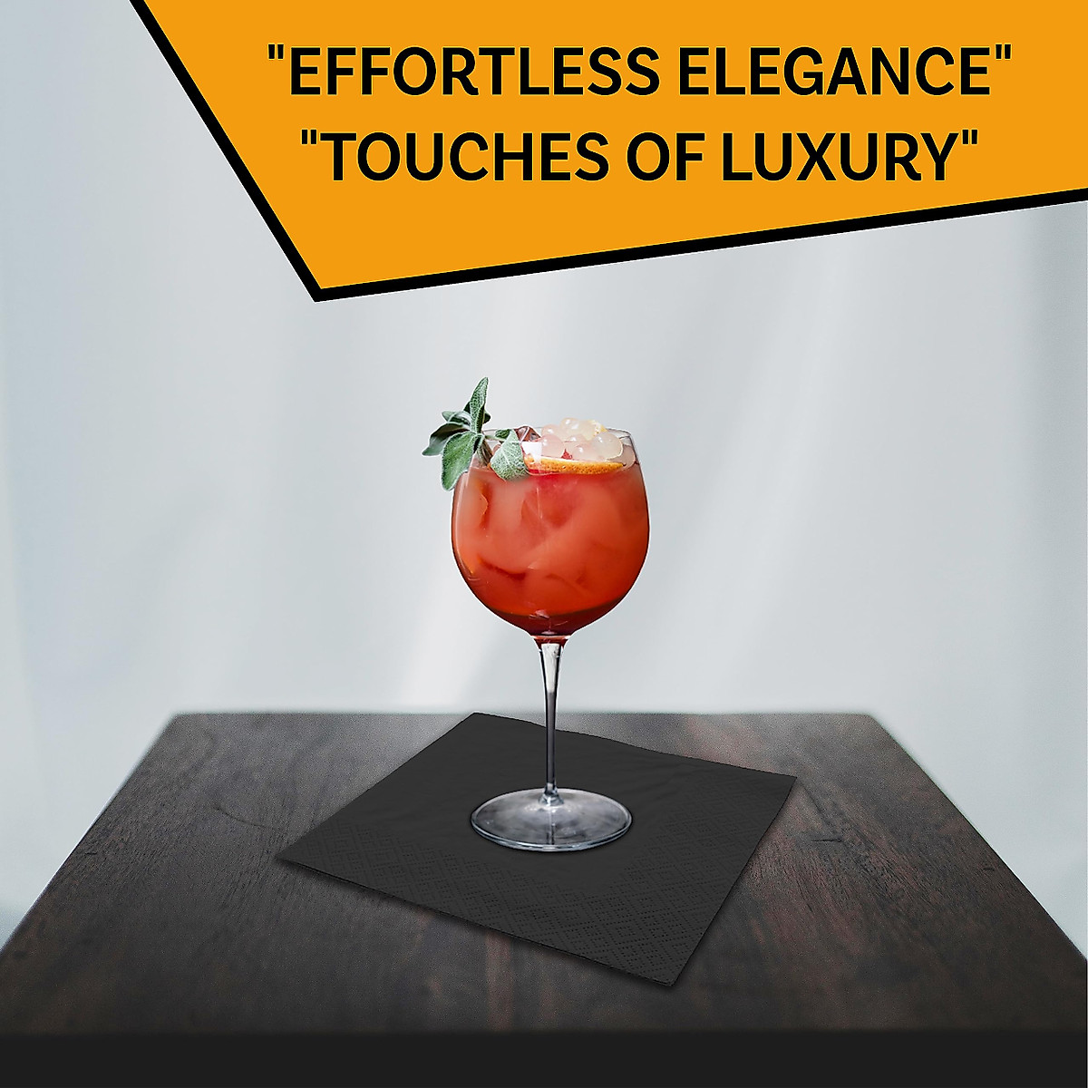 Perfectware - 2 Ply Black-200ct Perfect Stix 2 Ply Beverage Black Napkin-200 Paper Cocktail Beverage Napkin Black, 9.5" x 9.5" (Pack of 200)