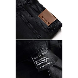 Qazel Vorrlon Men's Slim Fit Black Stretch Destroyed Ripped Skinny Denim Jeans,Size 28, Black