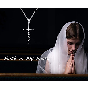 LEECCI Valentine's Day Gifts for Her 925 Sterling Silver Faith Pendant Necklace for Women 18 inches