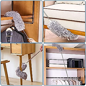 Atopov Microfiber Duster for Cleaning with 100-inch Stainless Steel Extension Pole Extendable Duster Collector Head Bendable, Washable, Lint Free Dusters, Roof，Ceiling Fan, Blinds, Cobwebs