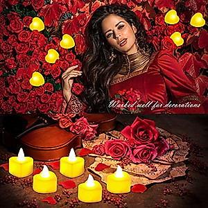 hatisan 2000 Pcs Artificial Rose Petal with 24 Pcs Romantic LED Candle Flameless Rose Petals for Romantic Night for Him Set, Romantic Candles Valentine's Day Anniversary Wedding Honeymoon (Heart)
