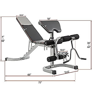 Merax Weight Bench with Leg Extension - 6+3 Positions Adjustable Olympic Utility Benches with Preacher Curl Upgrade Design