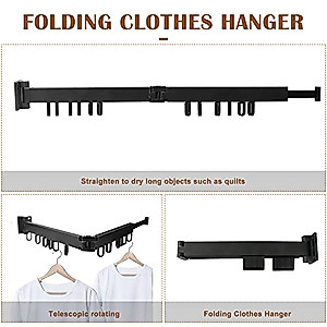 Clothes Drying Rack, Wall Mounted Clothes Hanger Collapsible Clothes Dry Racks with 12 Clothes Pegs for Balcony Mudroom Bedroom (90cm)