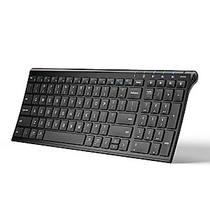 iClever BK10 Bluetooth Keyboard, Universal Bluetooth 5.1 Wireless Keyboard with Number Pad, Ergonomic Design, Multi-Device Compatibility, Stable Connection for Mac, iPad, iPhone, Android, Windows