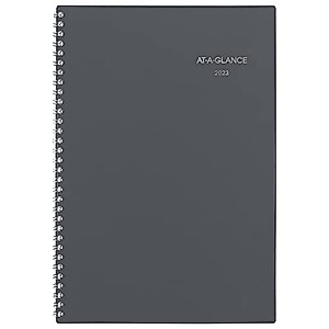AT-A-GLANCE 2023 Weekly & Monthly Planner, DayMinder, 5" x 8", Small, Spiral Bound, Monthly Tabs, Gray (GC20007)