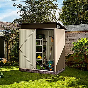 Aoxun 3.1 x 5.6 FT Outdoor Storage Shed - Storage Sheds Galvanized Metal Shed with Air Vent and Door, Tool Storage Backyard Shed Bike Shed, Tiny House Garden Tool Storage Shed for Backyard Patio Lawn