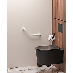 16 Inch Angled Shower Grab Bar White, Munzong 2 Pack Anti Slip Bathroom Grab Bar, Knurled Bathroom Balance Bar,Safety Hand Rail Support Handicap Elderly Injury Senior Assist Bath Handle-1.25” Tube