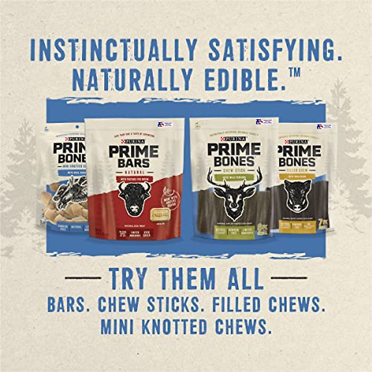 Purina Prime Bones Mini Knotted Chews Rawhide Free, Natural Dog Treats with Real Duck - 26 ct. Pouch