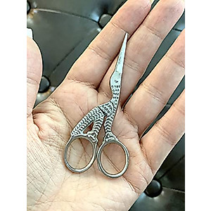 2 Stainless Steel Professional Embroidery Scissors Sharp Stork Scissors for Sewing Crafting Needlework DIY Multipurpose Dressmaker Eyebrow Trim Small 3.6” Shears Crane Scissors