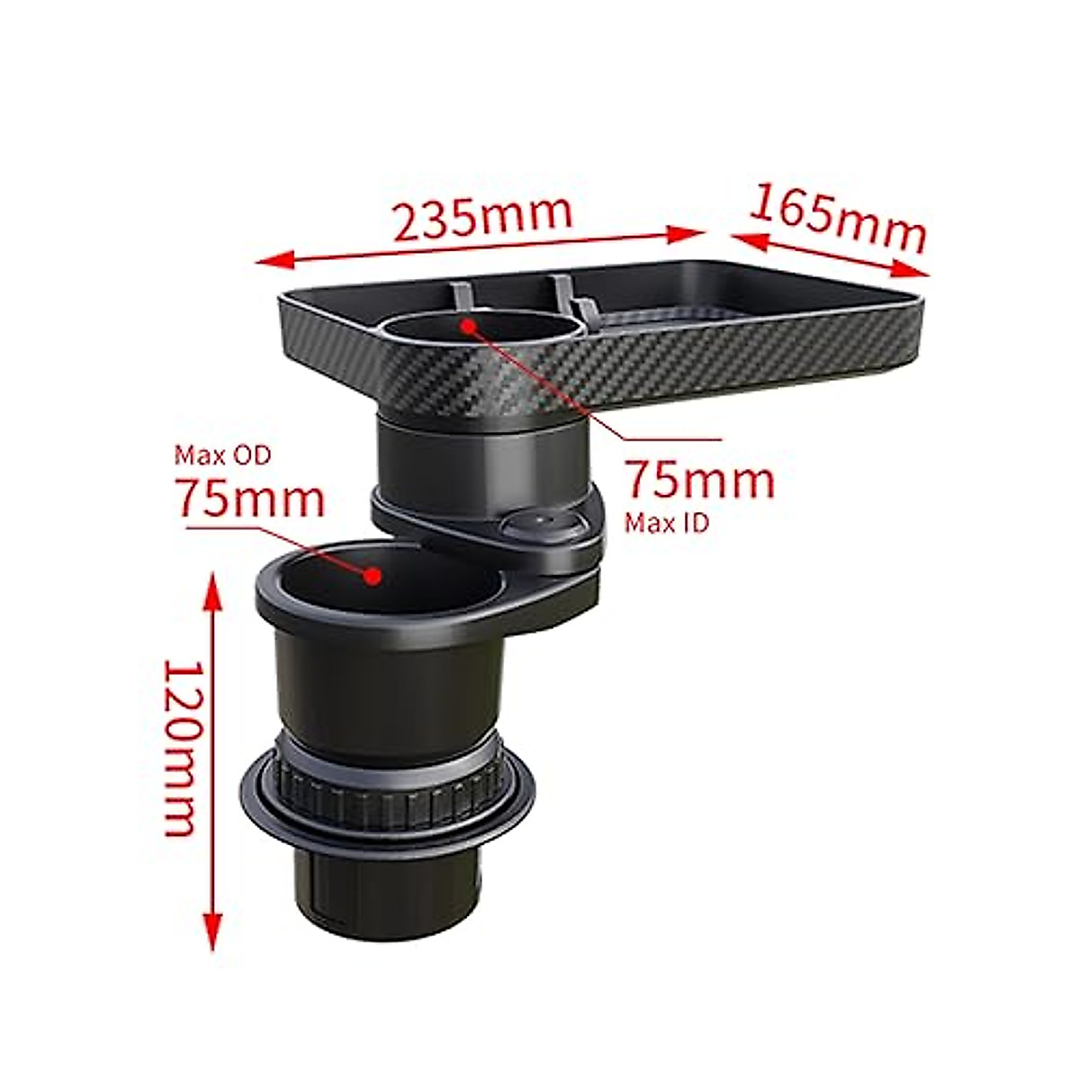 Car Cup Holder Expander, Detachable Car Food Table Tray,Car Organizer Desk, fit in 18-40 oz Water Bottle Stainless Steel Tumbler,Car Seat Cup Holder Snack Tray for Road Trip Accessories (Model A)