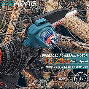 Mini Chainsaw 6-Inch with 2 Battery, Cordless power chain saws with Security Lock, Handheld Small Chainsaw for Wood Cutting Tree Trimming