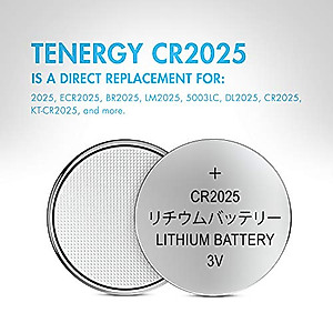 Tenergy CR2025 3V Lithium Button Coin Cell Batteries, Ideal for Key Fob Battery cr2025, Watches, Calculators, Thermometers, Glucometers, and More, 10 Pack