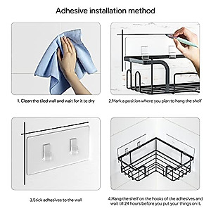 Estefanlo Shower Caddy 2 Pack Corner Shower Caddy, Soap Dish, Shower Organizer Adhesive Corner Shower Shelves Stainless Steel Shower Rack for Full 90 Degree Angle Wall Corner