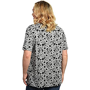 Disney Womens Plus Size T-Shirt Minnie Mouse All Over Print (Heather Grey, 3X)