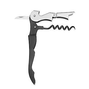 QICAITU 3 Packs Professional Waiter Corkscrew Wine Openers Set and Bottle Opener, Upgraded With Heavy Duty Stainless Steel Hinges Wine Key for Restaurant Waiters, Sommelier, Bartenders (Black 3 Packs)