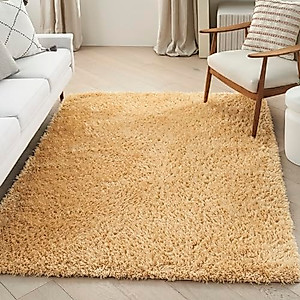 Nourison Lush Shag Modern & Contemporary Gold 7'10" x 9'10" Area -Rug, Easy -Cleaning, Non Shedding, Bed Room, Living Room, Dining Room, Kitchen (8x10)" }