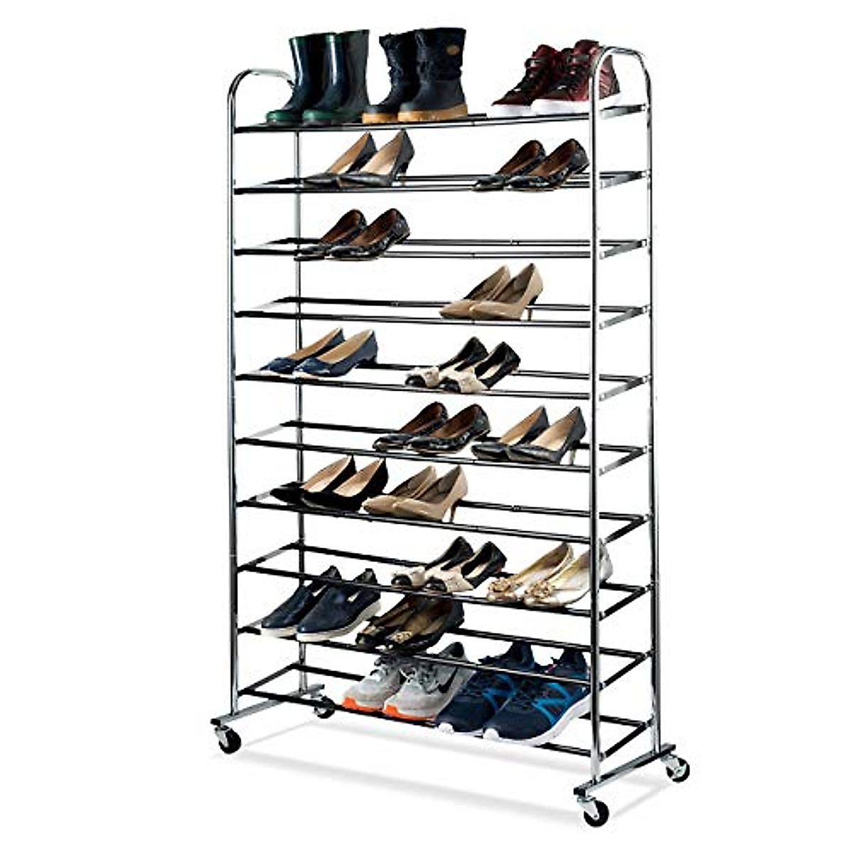 Shoe Organizer - Chrome Shoe Storage Supreme 50 Pair Shoe Rack Closet Shoe Organizer