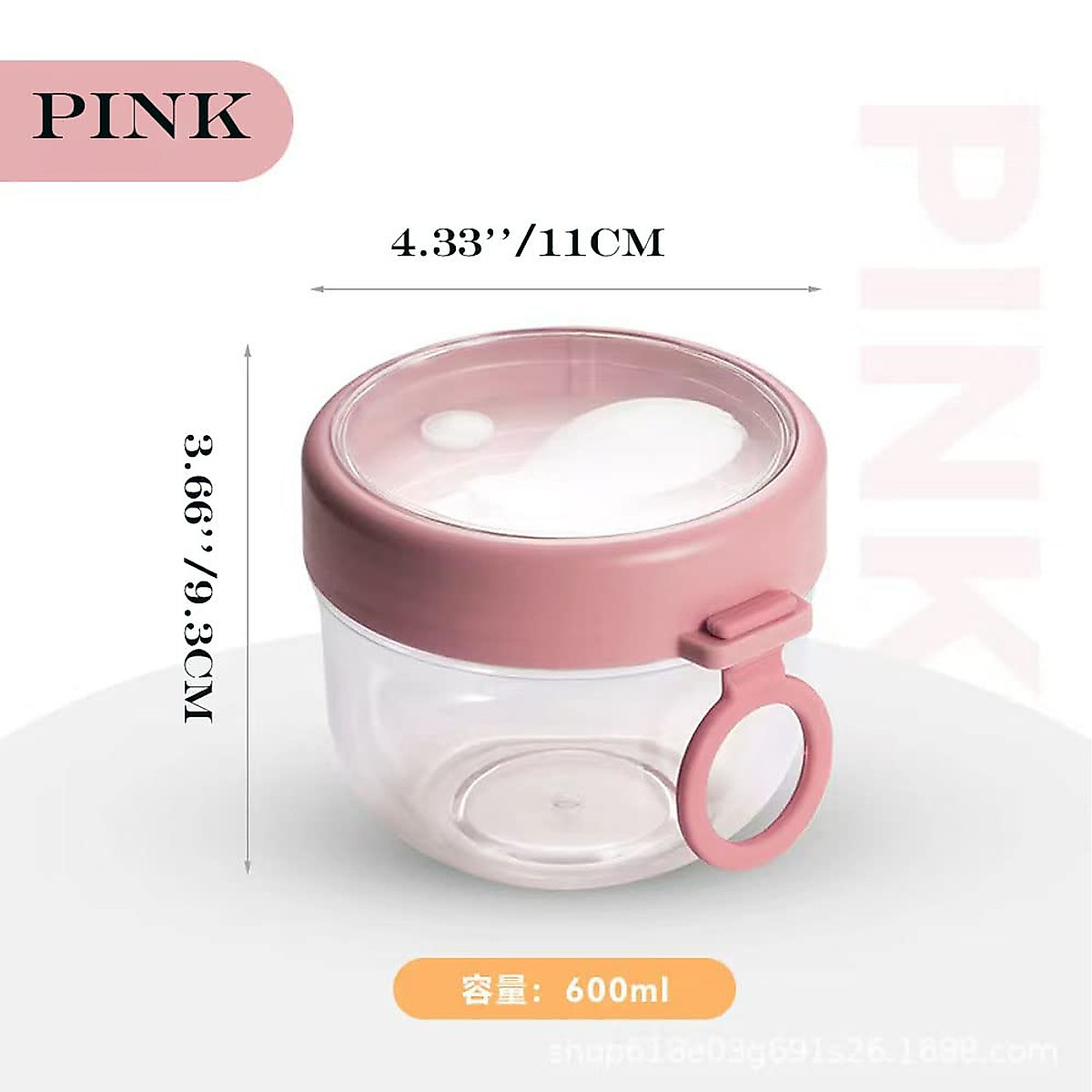 WEIRUIFANZHI 4Pcs 20oz Overnight Oats Plastic Jars with Lids and Spoons Leak-proof Yogurt Fruit Oatmeal Salad Containers with Foldable Scoops Portable Oatmeal Dessert Capacity Breakfast Cups