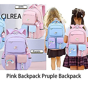 CILREA Backpack for Girls,School Backpack for Girls, Cute Book Bag with Compartments for Teen Girl Kid Students Elementary Middle School, Kids' School Bag, Pink