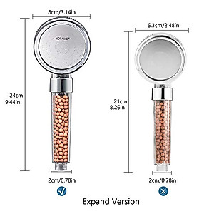 Nosame Shower Head, Filter Filtration High Pressure Water Saving 3 Mode Function Spray Handheld Showerheads 1.6 GPM for Hair & Skin
