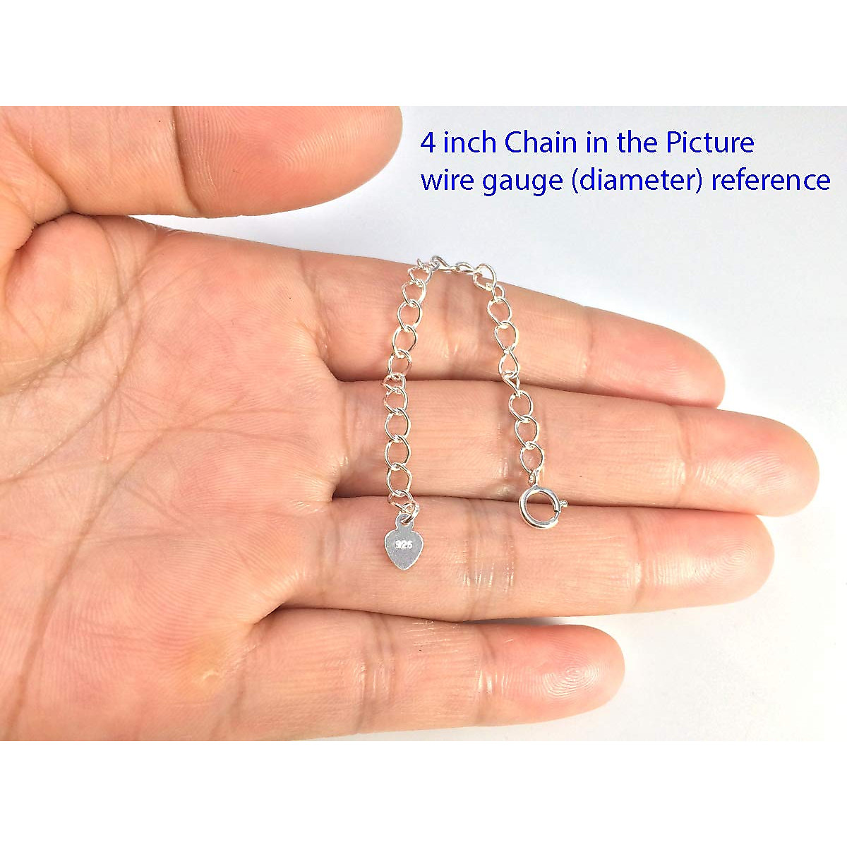 2pcs Adabele Authentic 925 Sterling Silver Jewelry Making Chain Extender with Cute Heart Drop Strong Removable Adjustable 6 inch Extension for Necklace Anklet Bracelet SS301-6