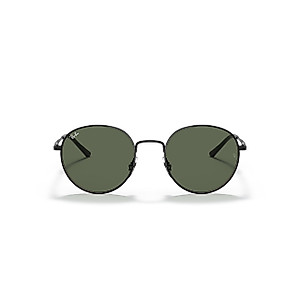 Ray-Ban RB3681 Round Sunglasses, Black/Dark Green, 50 mm