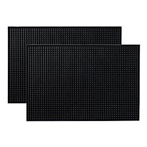 BARsics 18"x12" PVC Bar Service Mat for Cocktail Bartender (Black 2-Pack)