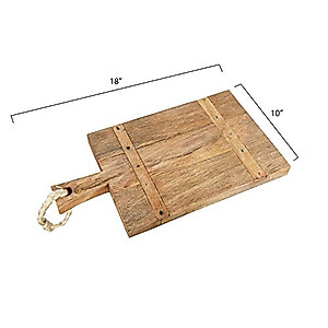Creative Co-op Mango Wood Rope on Handle Cheese Board, Brown, 18x10