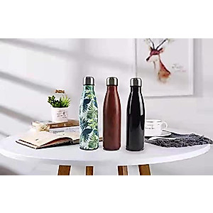 Mfhzwjuan-17 Oz Stainless Steel Vacuum Insulated Water Bottle - Reusable Metal Water Bottle -24 Hours Cold, 12Hours Hot - Double Wall Cola Shape - Leakproof Sports Bottle - Black