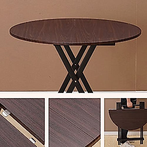 LIUZH Small Table Picnic Table and Chairs Small Table Portable Table Conference Table Folding Office Outdoor Round (Color : Black)