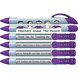Greeting Pen "Teachers Shape the Future" #1 Teacher Pens with Rotating Messages, 6 Pen Set (36402)