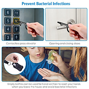 AMIR Safety Keychain Set for Women with Personal Safety Alarm, No Touch Door Opener, Whistle & Pompom - Safety Keychain Accessories 10 Pcs Set for Girls & Kids, Black