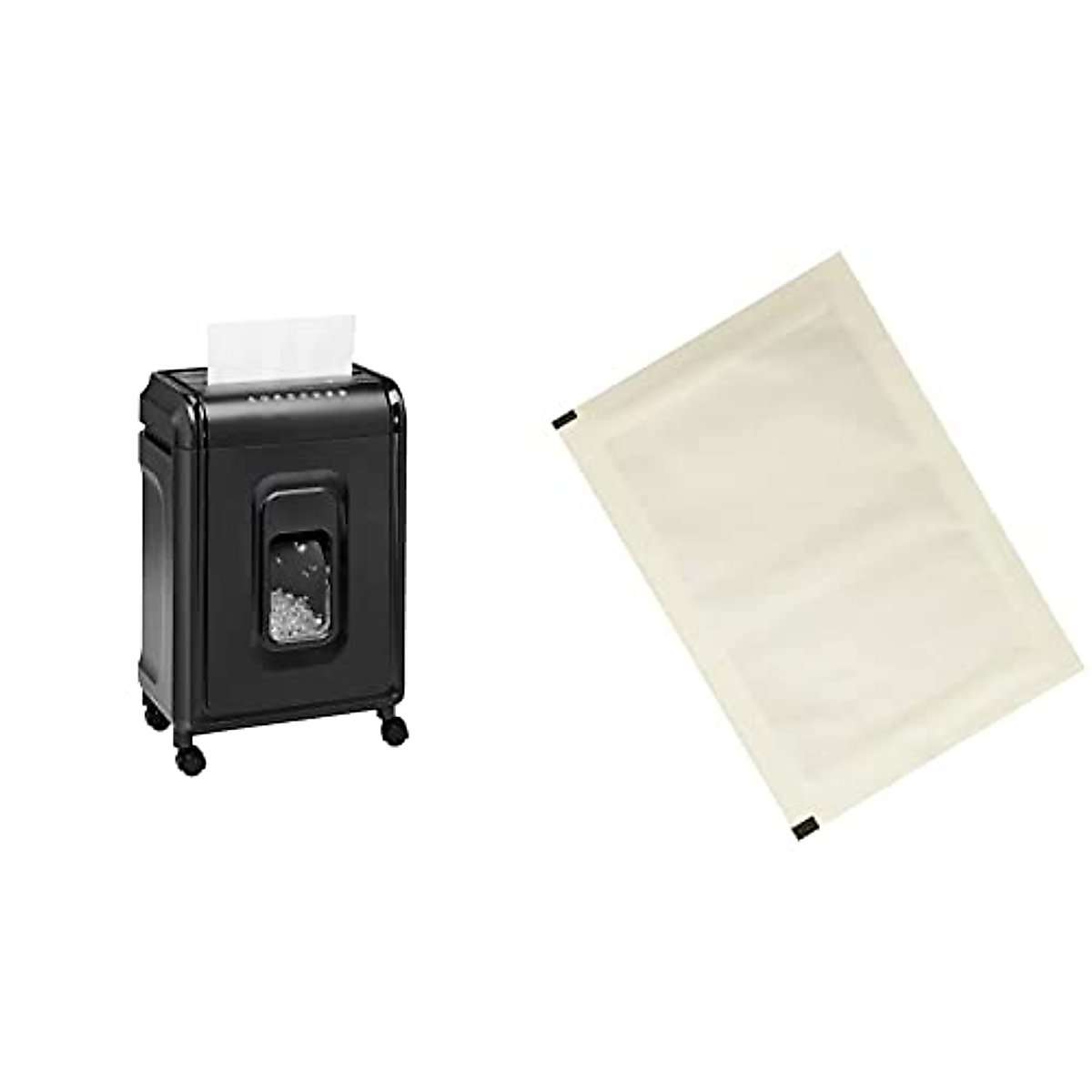 Amazon Basics 8-Sheet High-Security Micro-Cut Shredder with Pullout Basket and Paper Shredder Sharpening & Lubricant Sheets - Pack of 12