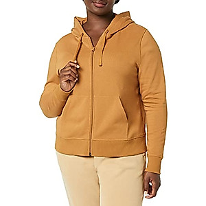 Amazon Essentials Women's French Terry Fleece Full-Zip Hoodie (Available in Plus Size), Dark Camel, Medium