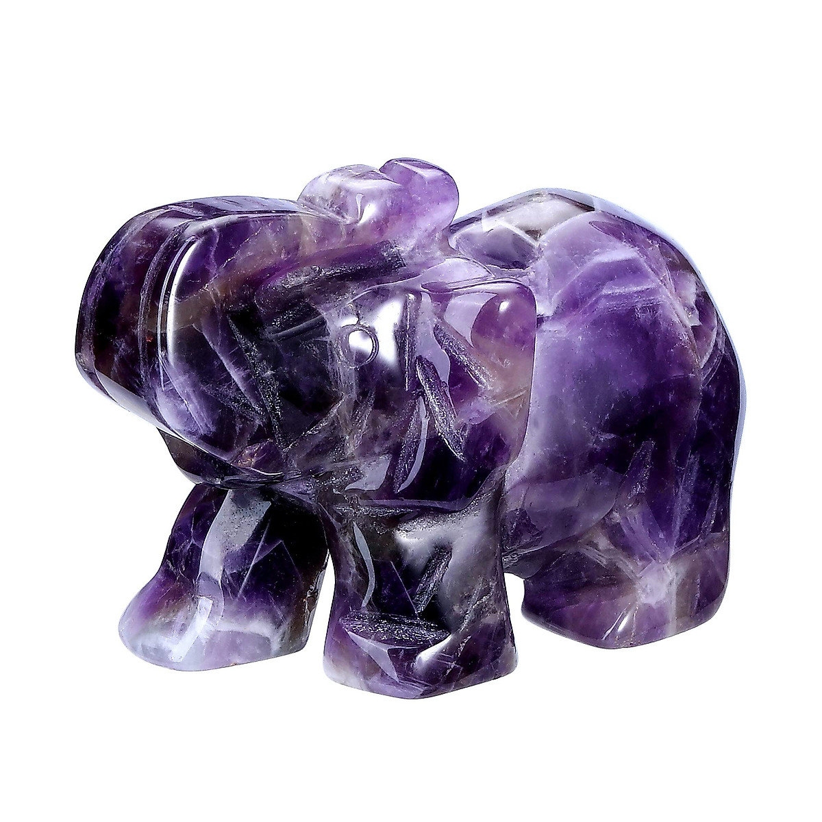 Top Plaza 2 Inches Amethyst Crystals Elephant Figurines Decor Reiki Healing Crystal Stone Crafts Statues Elephant Gifts Collectible Decor for Home Office Desk