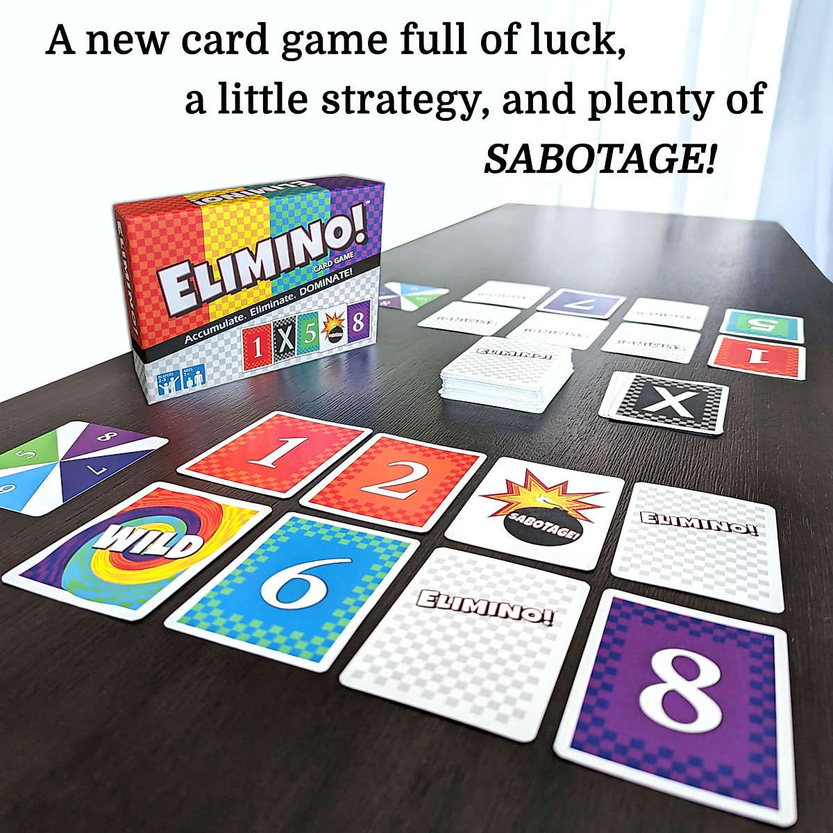 Elimino! Card Game - Designed by 11 & 13 Year Old Sisters! A Modern Update on The Classic Card Game Garbage (or Trash) | Great Gift Idea for Kids, Teens, Adults, Friends & Family Fun (Ages 7+)