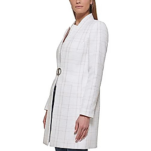 DKNY Women's Novelty Coldweather Long Sleeve Jacket, White/Sand