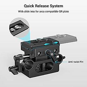 SMALLRIG Universal 15mm Rail Support System with 15mm Rod Clamp and Quick Release Plate - 2272