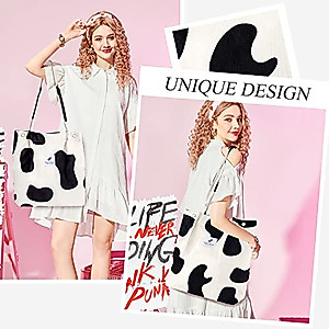 LHMTQVK Tote, Corduroy Bag Women's Shoulder Purses for Office School Shopping Travel, Cow