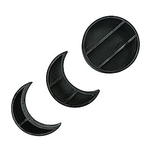 Yudanny Moon Shelf, Wooden Wall Hanging Display Shelf Moon Phase Shelf Wall Decor for Home Office, Black (1833472120967AM103US66)